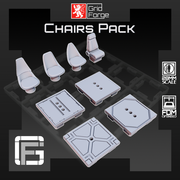 3D Printable GridForge - Chair Pack by 2nd Dynasty